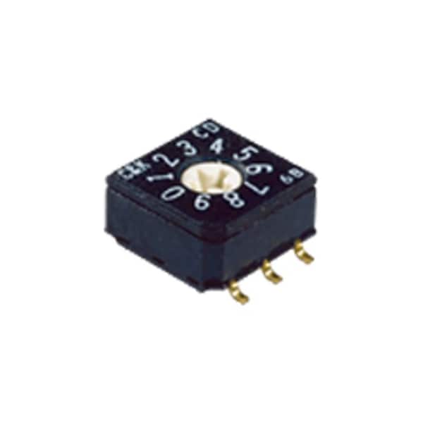 C&K Components Rotary Coded Switch, 10 Positions, Binary Coded Decimal, Latched, 0.02A, 20Vdc, 6 ...
